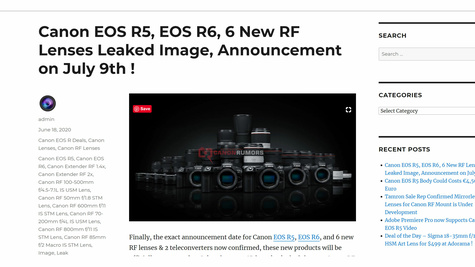 The Canon EOS R5, R6, and 6 RF Lenses to Be Announced on July 9th ...