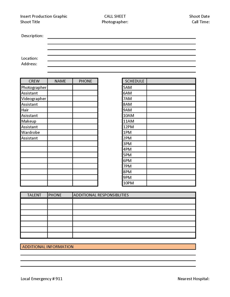 Call Sheets What They Are And Why You Need Them Fstoppers