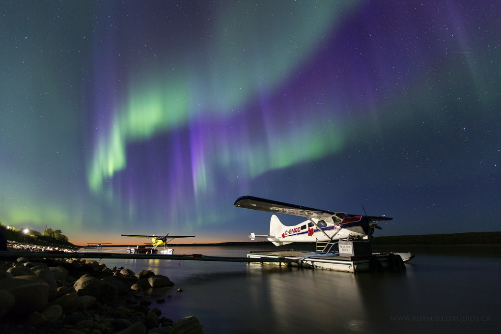 Fort Simpson Float Planes and Aurora - Adam Hill on Fstoppers