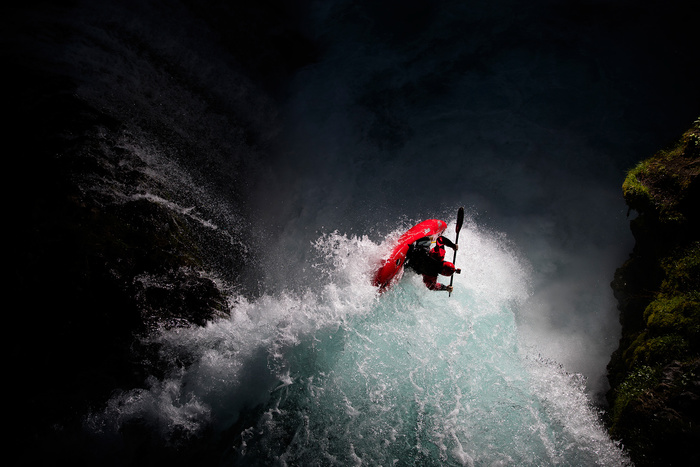 Amazing Photograph Lights a Kayaker Going Over a Waterfall at Night ...